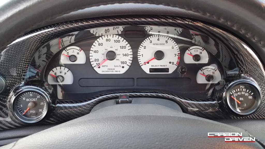 2001-2004 Mustang Carbon Fiber Dual Gauge Instrument Cluster Bezel ...